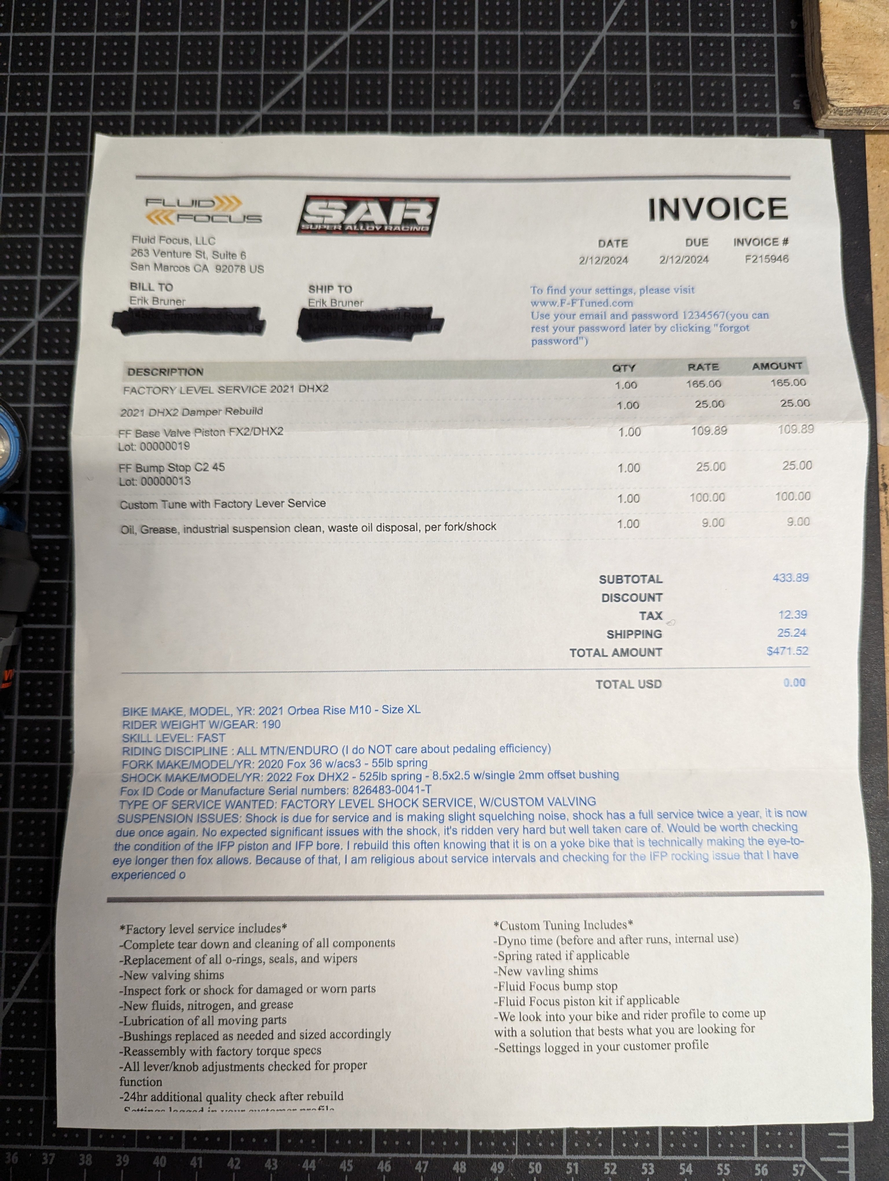 For Sale (PARTS) - 2022 Fox DHX2 216x63 - 8.5x2.5 450: California, US ...