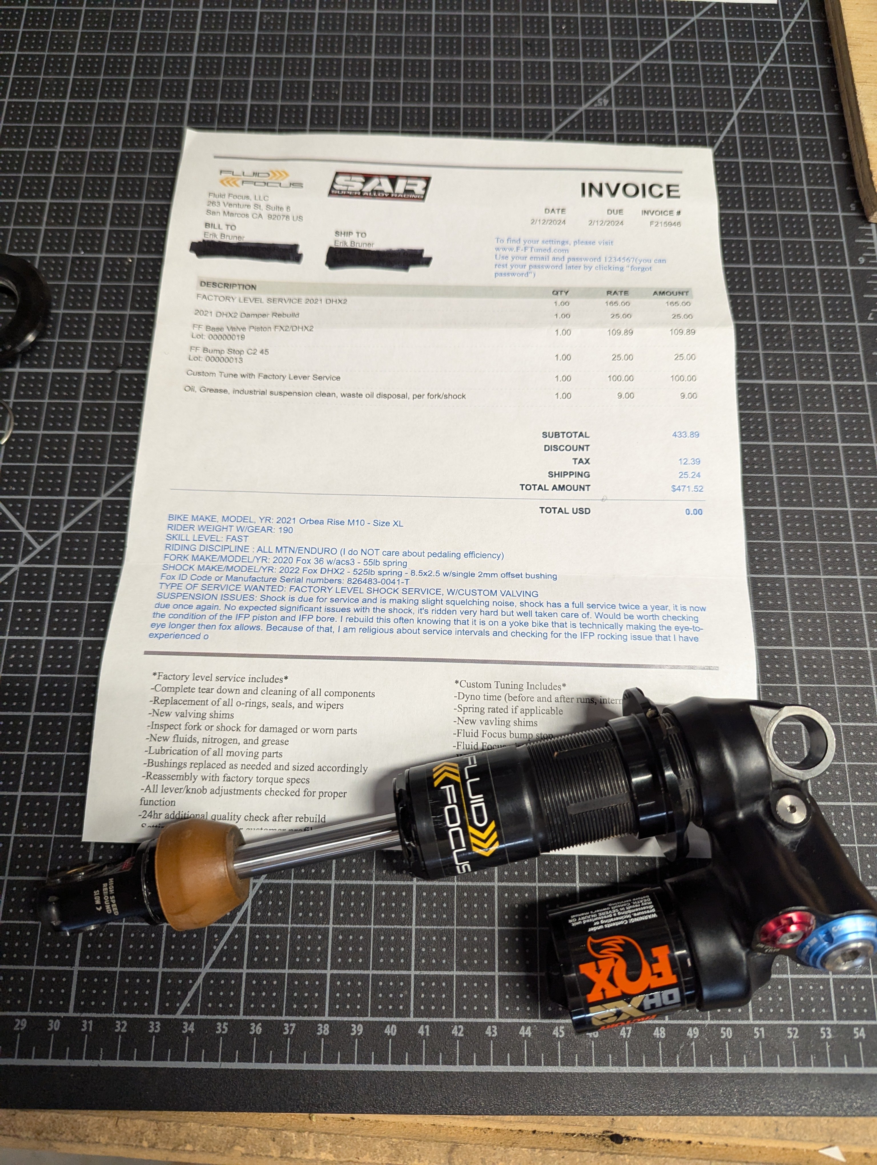 For Sale (PARTS) - 2022 Fox DHX2 216x63 - 8.5x2.5 450: California, US ...